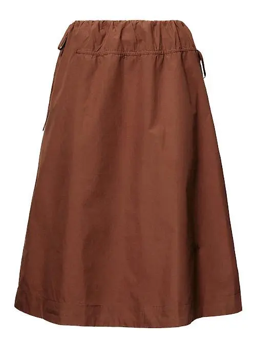 DAMSON MADDER Caspia Adjustable-waist Cotton Midi Skirt - Choc