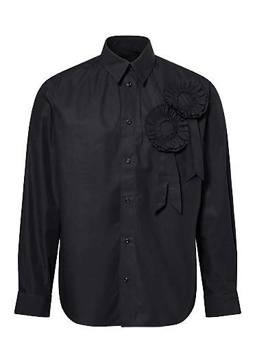 Simone Rocha Ruffle Rosette Cotton Shirt - Black