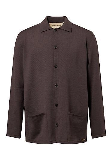 Valentino Garavani Vlogo Signature Pointed-collar Virgin-wool Cardigan - Marrone