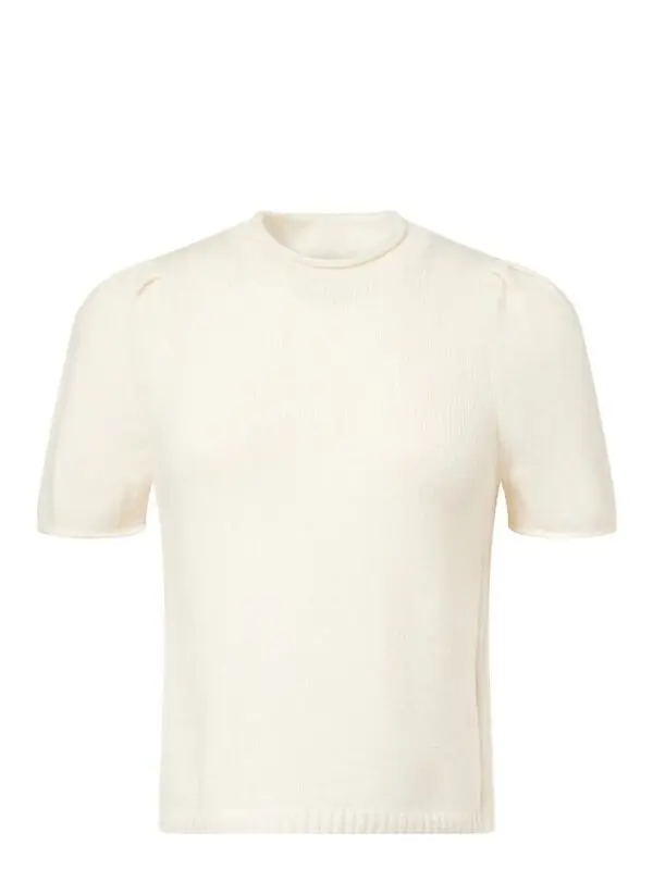 ME+EM Puff Sleeve Cashmere And Wool Blend Top - Cream