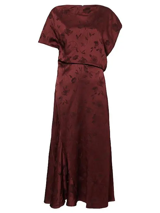 Erdem Floral Jacquard Satin Midi Dress - Bordeaux
