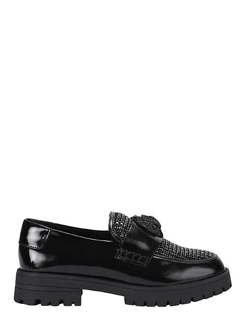 Kurt Geiger Eagle Crystal Patent Leather Loafers - Black