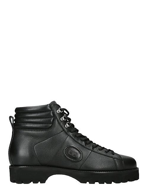 Valentino Garavani Leather Lace-up Combat Boots - Black