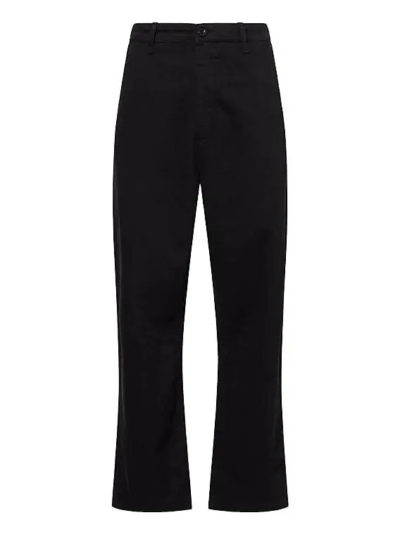 FRAME Relaxed-fit Cotton-canvas Chino Trousers - Black