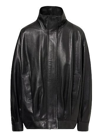 ARMA Paula Funnel-neck Leather Jacket - Black