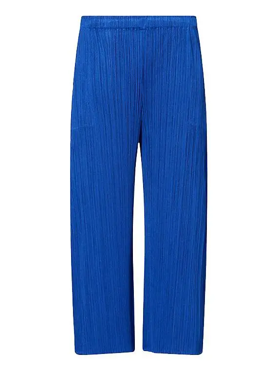 Issey Miyake Pleated Ankle-crop Knitted Trousers - Blue