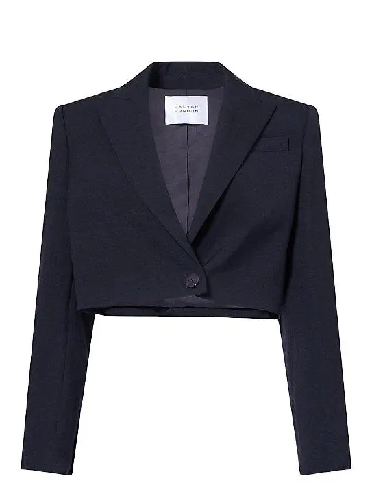 Galvan Cropped Twill Blazer - Midnight