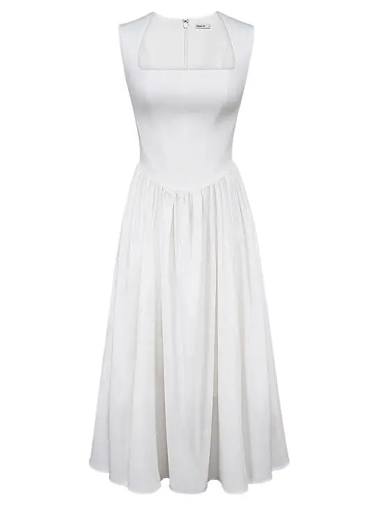 House Of Cb Emmy Square-neck Cotton Midi Dress - White