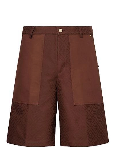 Casablanca Monogram Print Patch Pocket Cargo Shorts - Brown