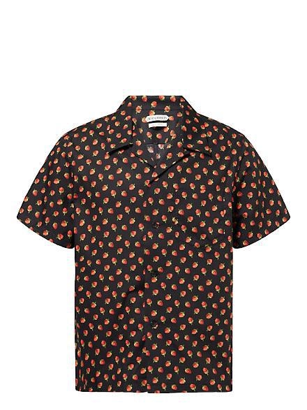 JW Anderson Camp-collar Short-sleeve Cotton Shirt - Black Red
