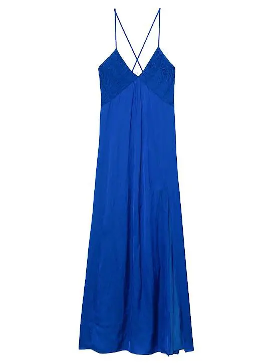 Zadig&Voltaire Rayonne Split-hem Satin Maxi Dress - Electric