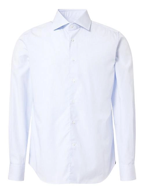 Corneliani Window Pane Check Cotton Shirt - White Blue