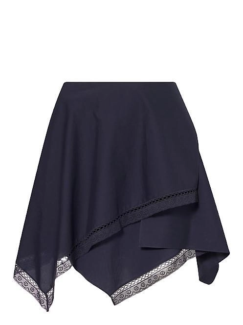 JW Anderson Handkerchief Lace-trim Cotton Mini Skirt - Dark Navy