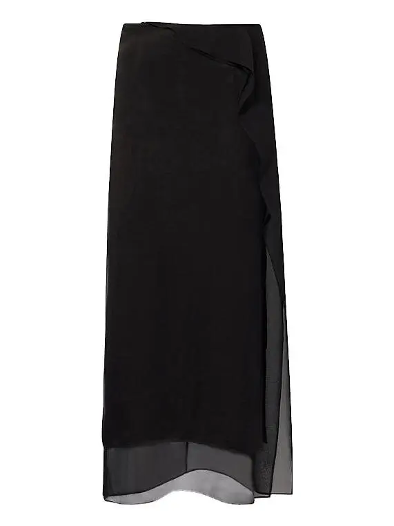 OUDE WAAG Layered Panelled Cupro-blend Maxi Skirt - Black