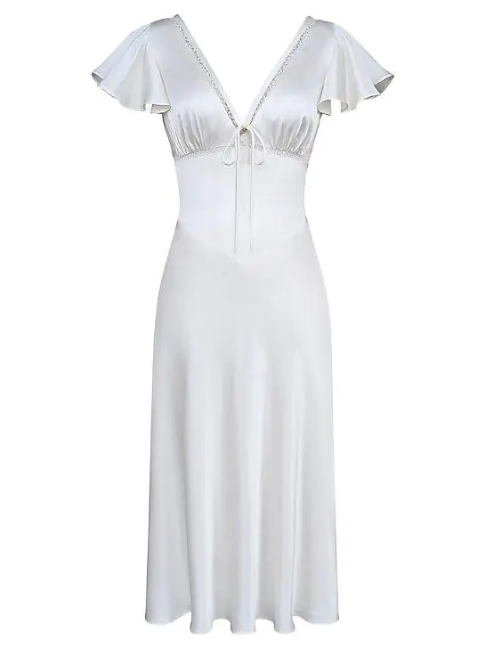 House Of Cb Ravella Floral Silk Midi Dress - White