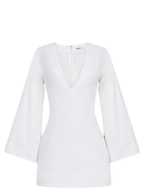 House Of Cb Isha A-line Stretch-cotton Mini Dress - White