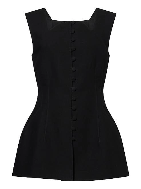 Mona Alshebil Structured Button-front Crepe Top - Black