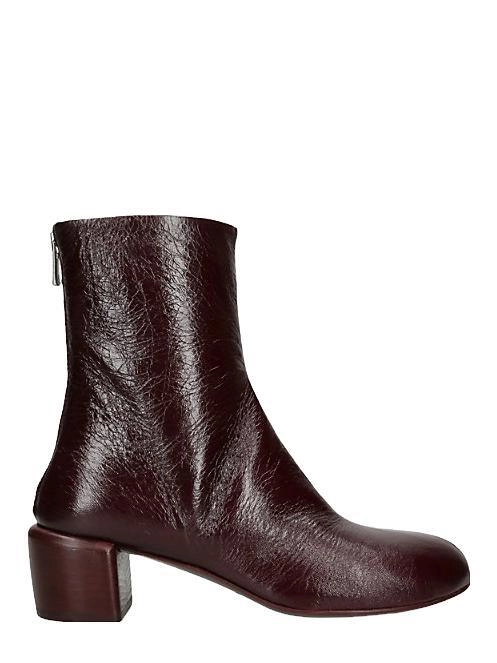 Officine Creative Leather Ankle Boots With Block Heel - Red/dark