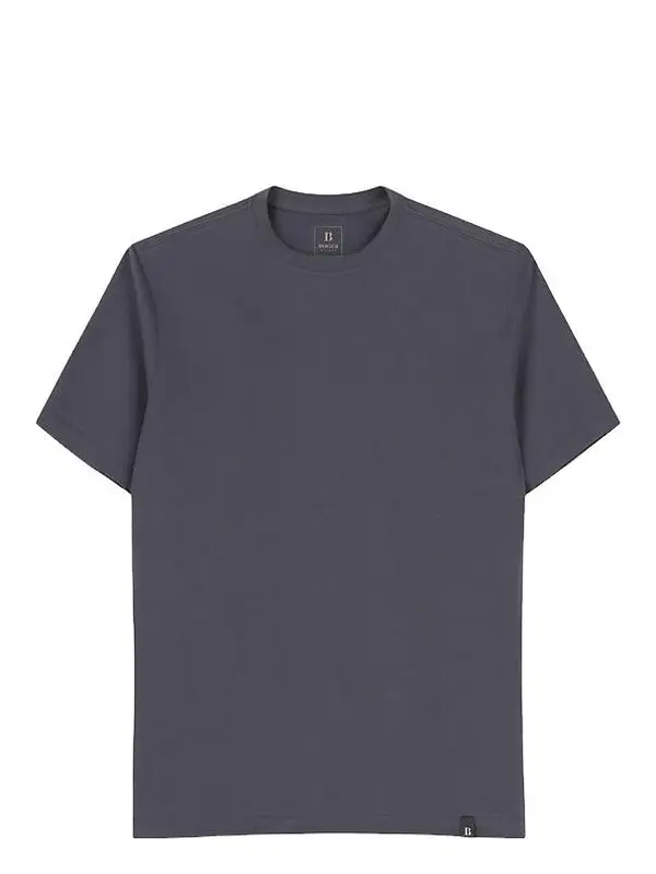 Boggi Milano Short-sleeved Branded-tab Stretch-cotton T-shirt - Dark Grey