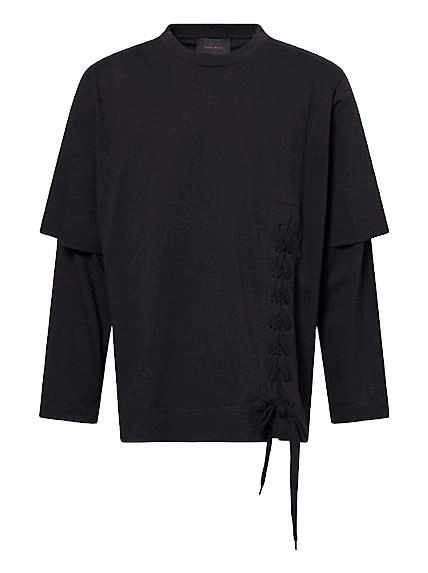 Simone Rocha Layered Long-sleeve Cotton-jersey T-shirt - Black/black