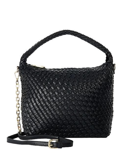 DUNE Deliberate Medium Woven Shoulder Bag - Black Plain Synthetic