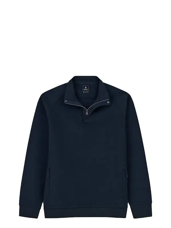 Boggi Milano Half-zip Stretch-cotton Sweatshirt - Navy Blue