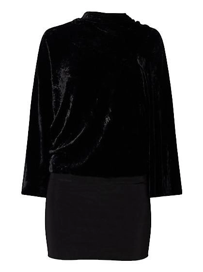Rick Owens Long-sleeve Draped Velvet Silk-blend Top - Black