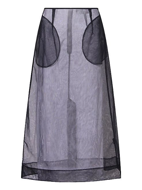 Simone Rocha Sheer Mesh Midi Skirt - Black