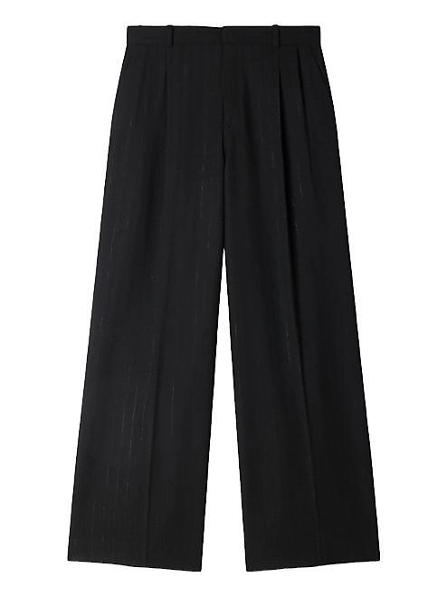 Sandro Pinstriped Wide-leg Woven Trousers - Black