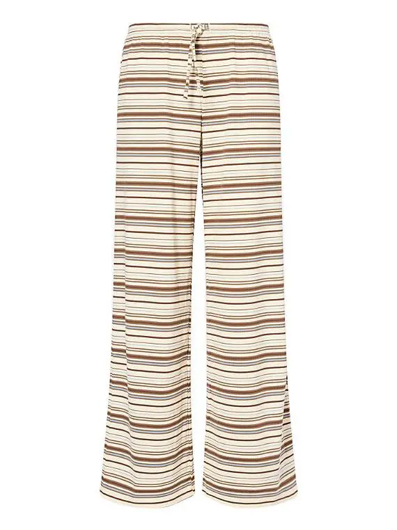 THE COUTURE CLUB Striped Wide-leg Jersey Jogging Bottoms - Beige
