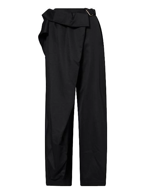JW Anderson Fold-over Wool Trousers - Black
