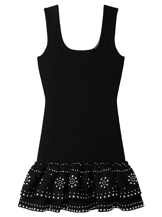 Sandro Studded Knitted Mini Dress - Black