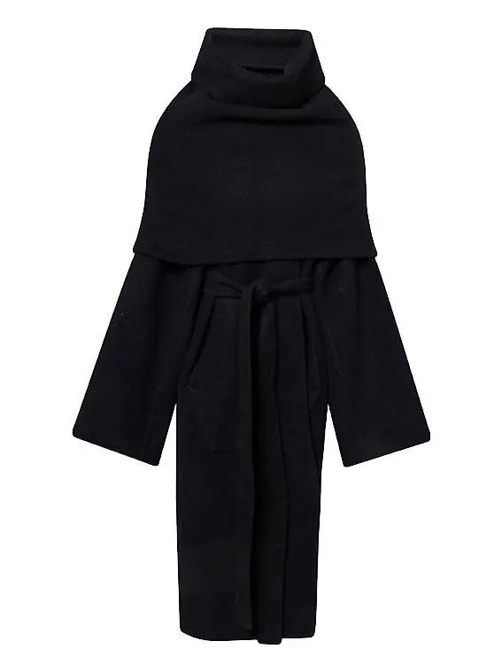 Rick Owens Dagger Belted Cashmere Coat - Black