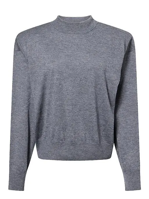 THE FRANKIE SHOP Padded-shoulder Wool-blend Jumper - Dark Grey