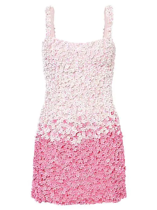 LA FUORI Petal Ombré Sequinned Mini Dress - Pink