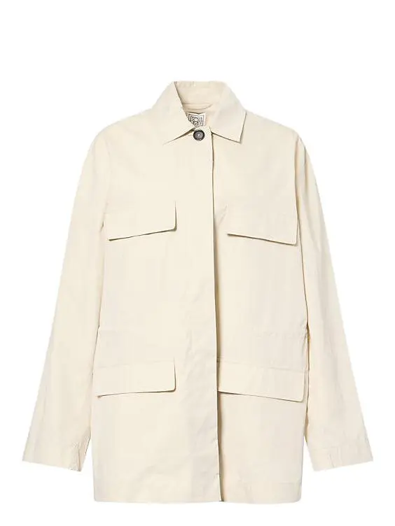 TOTEME Collared Drawstring Cotton-blend Jacket - Oyster
