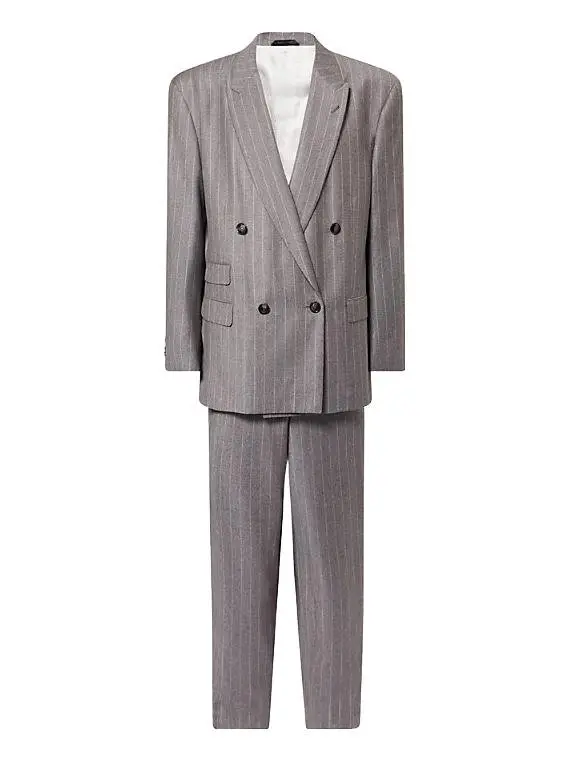 Giorgio Armani Pinstripe Double-breasted Wool Suit - Black Olive