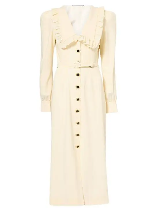 Alessandra Rich Floral-print Silk Midi Dress - Vanilla