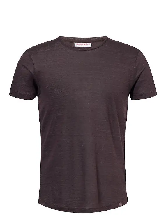 Orlebar Brown Brand-tab Short-sleeve Linen T-shirt - Espresso