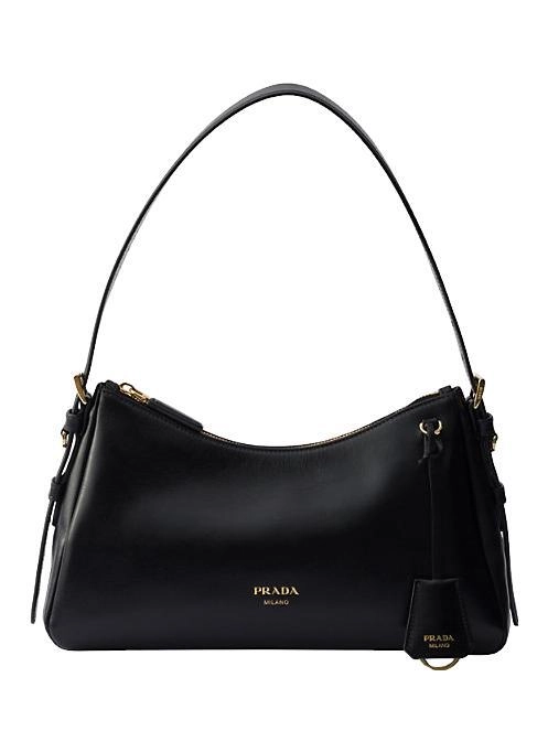 Prada Medium Leather Shoulder Bag - Black