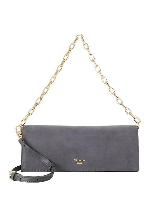 DUNE Suede Shoulder Bag - Grey Suede