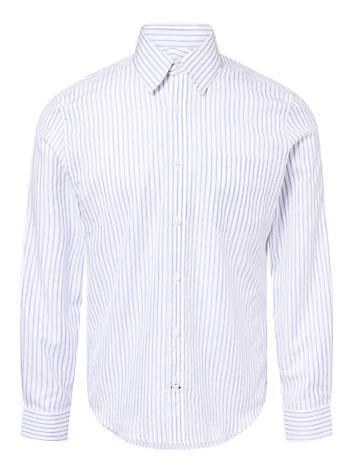 Dunhill Striped Pointed-collar Textured-cotton Shirt Xxl - Blue