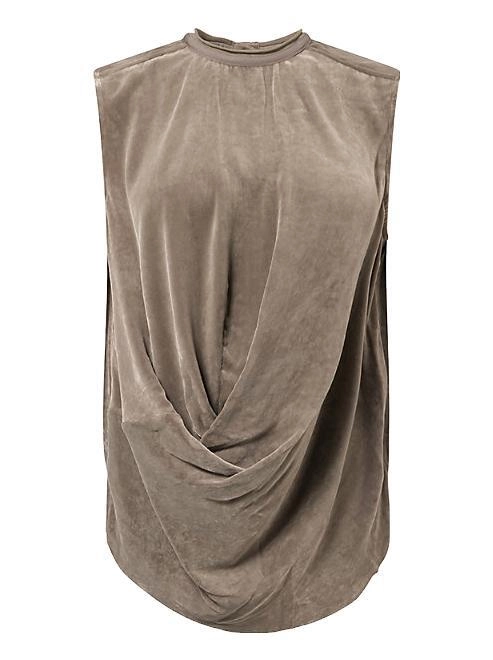 Rick Owens Sleeveless Draped Velvet Top - Dust