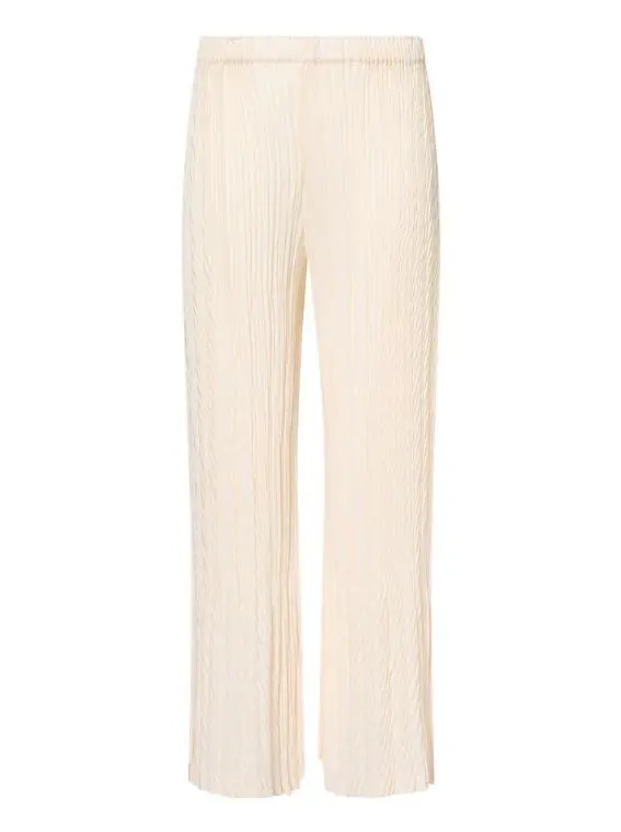 Issey Miyake Unfurling Pleats Cropped Knitted Trousers - Neutral
