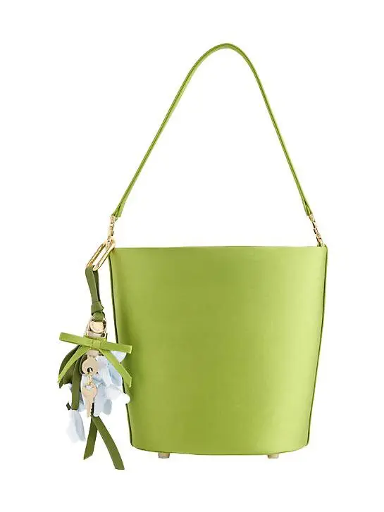SELF-PORTRAIT Flower Charm Bucket Bag - Green