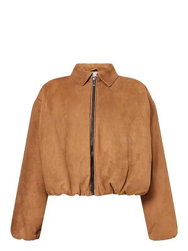 Magda Butrym Cropped Suede Jacket With Elasticated Hem - Brown