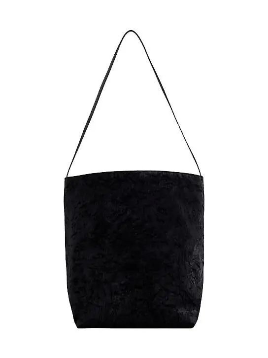 VALESQUE Crushed Velvet Bucket Bag - Black