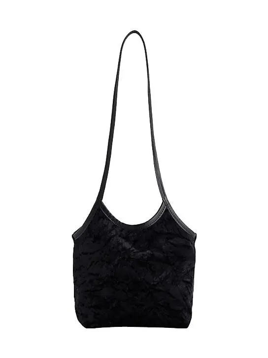 VALESQUE Crushed Velvet Shoulder Bag - Black