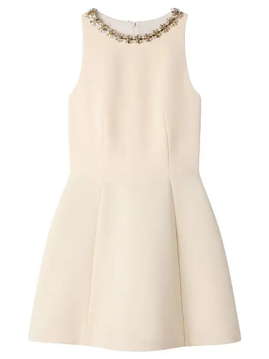 Sandro Sleeveless Jewel-embellished Woven Mini Dress - Vanilla