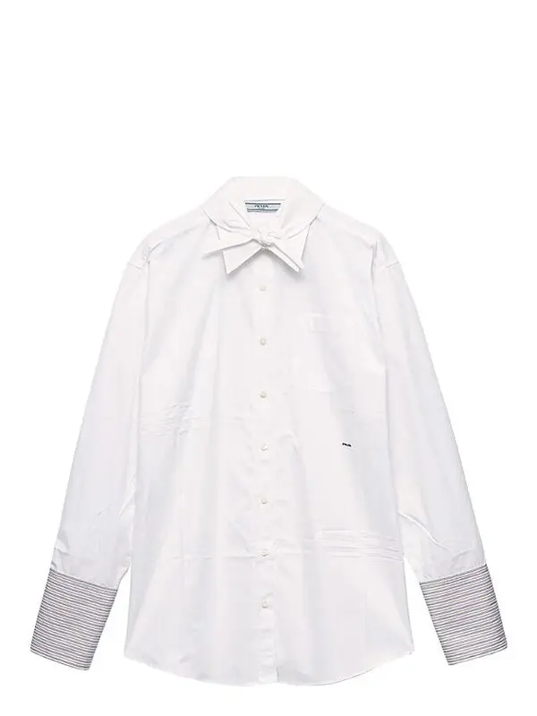Prada Embroidered Logo Cotton Poplin Shirt - White